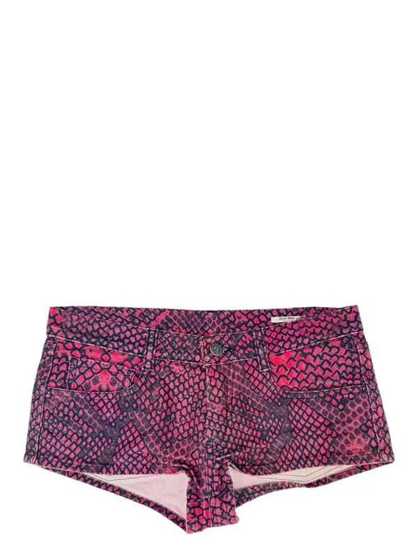 Miu Miu Snakeskin-print Mini Shorts - Red