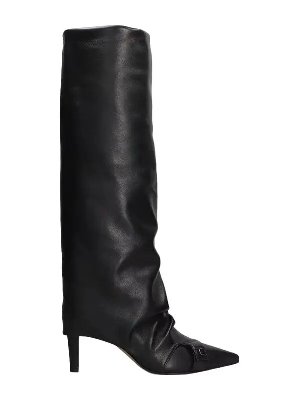 THE SELLER Pointed-toe Ruched Boots - Black