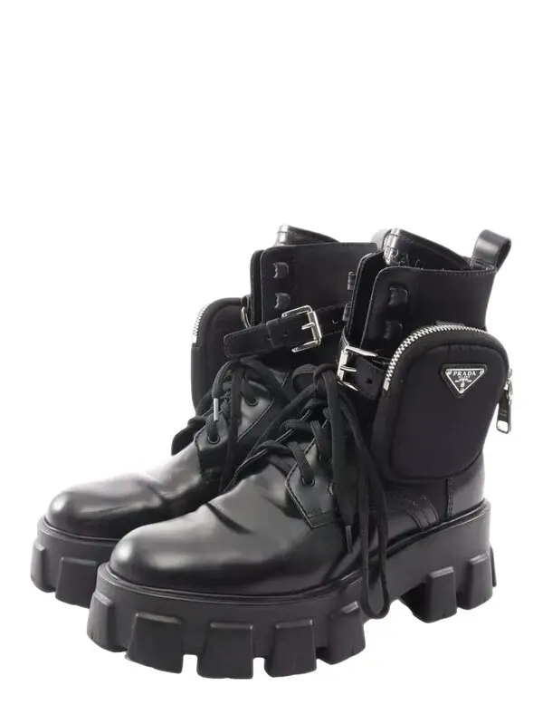 Prada 2000s Monolith Re-nylon Ankle Boots - Black