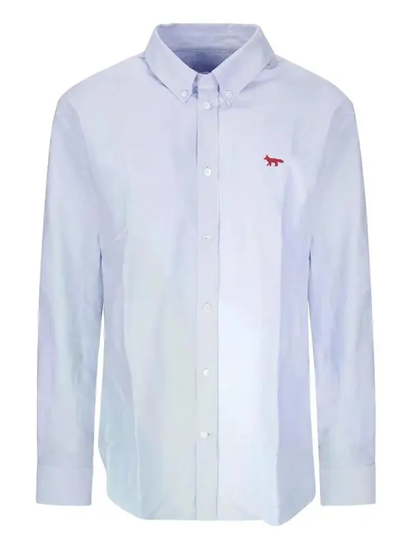 Maison Kitsuné Profile Fox Long-sleeve Shirt - Blue
