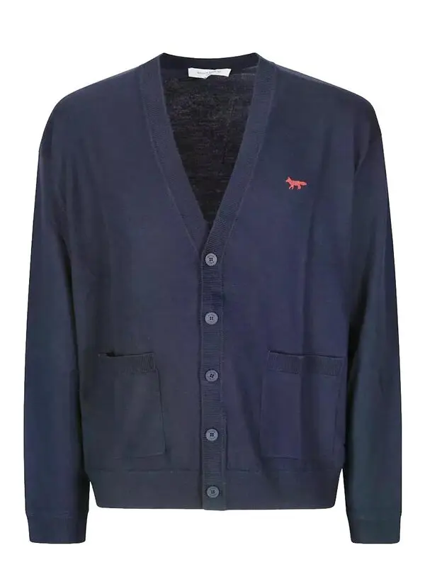 Maison Kitsuné Embroidered Fox Profile Cardigan - Blue