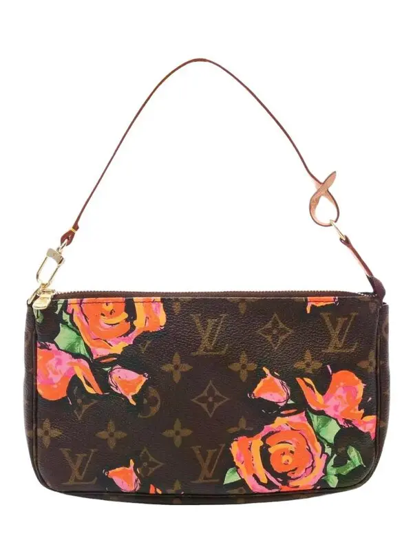 LOUIS VUITTON Monogram Canvas Rose-print Pochette Accessoires Tote Bag - Brown