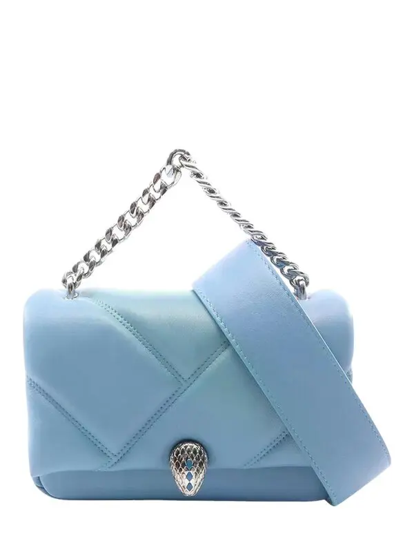 BVLGARI Mini Leather Serpenti Cabochon Satchel - Blue