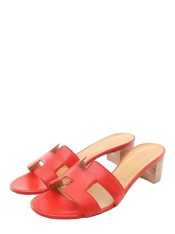 Hermès Leather Oasis H-strap Sandals - Red