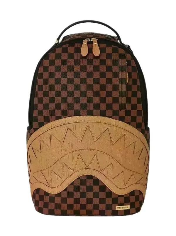 SPRAYGROUND Shark Mouth Checked Backpack - Brown