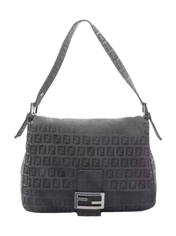 Fendi Zucchino Mamma Baguette Shoulder Bag - Grey