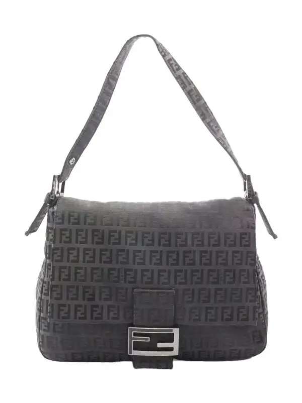 Fendi Zucchino Mamma Baguette Shoulder Bag - Grey