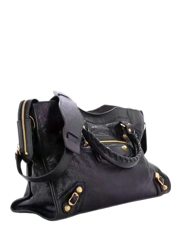 Balenciaga City Giant Studs Leather Medium Satchel - Black