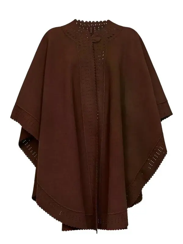 Ermanno Scervino Scalloped Openwork-trim Cape - Brown