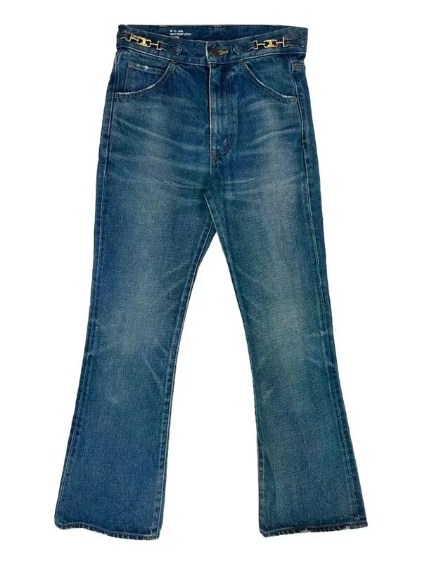 Celine Dylan Triomphe Chain Flared Jeans - Blue