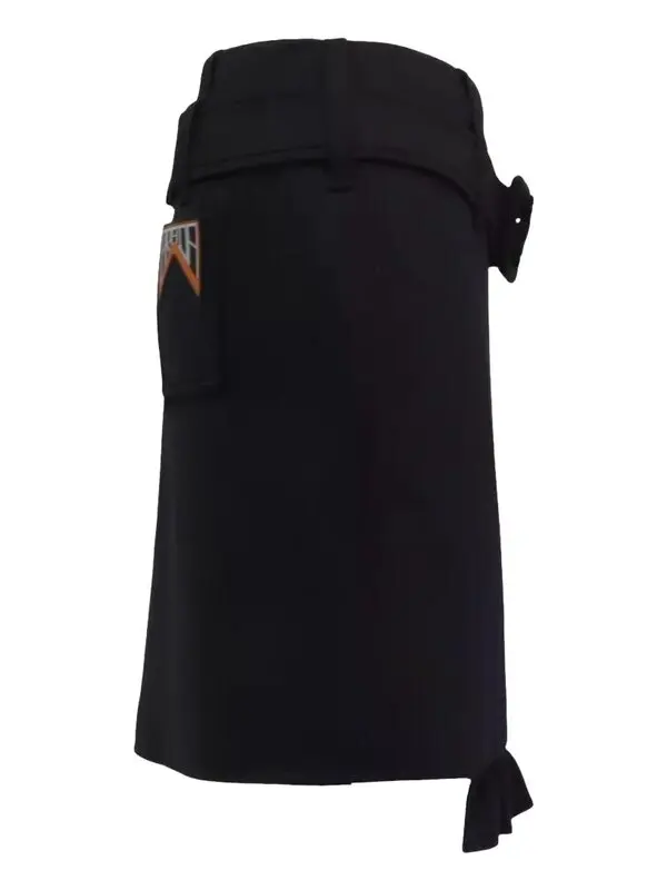 Prada Belted Ruffle-accent Skirt - Black
