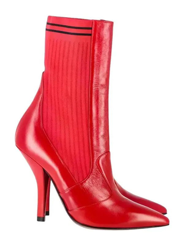 Fendi Rockoko Stretch-knit Ankle Boots - Red
