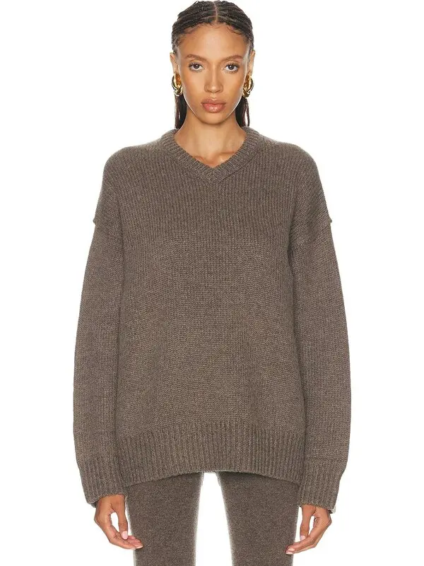 Nour Hammour Jude V Neck Sweater - Mink