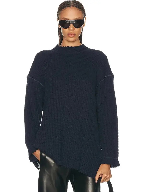Khaite Dylan Waffle Top - Dark Navy