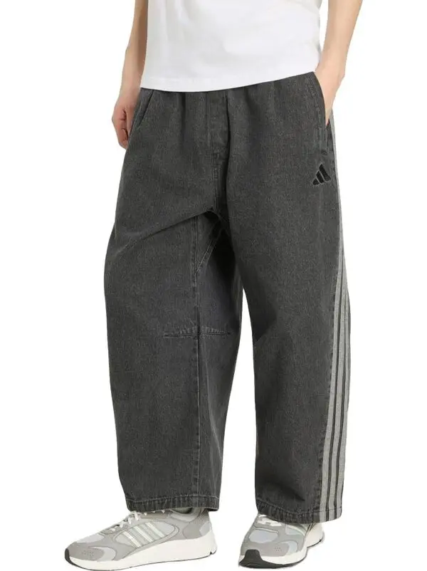 Adidas Stadium Oversized Fit Denim Full Length Open Hem Track Pants - Black