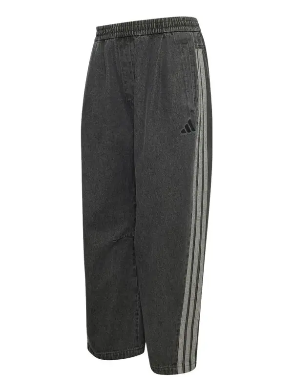 Adidas Stadium Oversized Fit Denim Full Length Open Hem Track Pants - Black