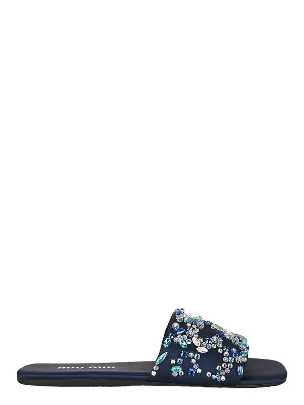 Miu Miu Embellished Silk And Wool Slide Sandals - Baltico