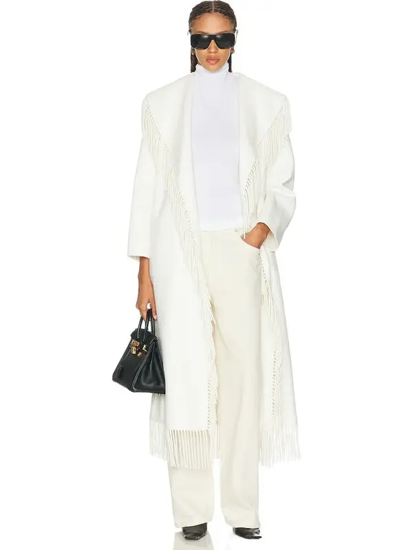Simkhai Carrie Fringe Robe Coat - Frost