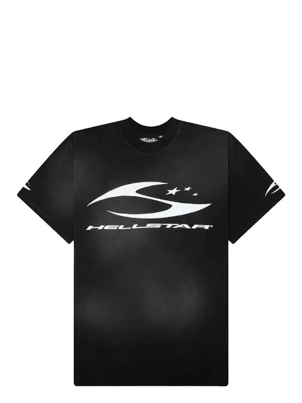 HELLSTAR Cursive Logo Glow In The Dark Tee Shirt - Black