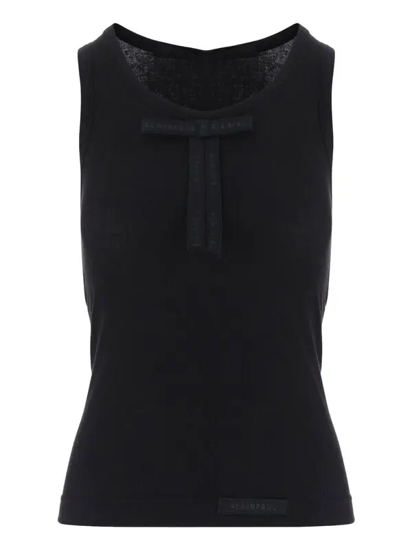ALAINPAUL Ribbed Stretch Bow Vest - Black