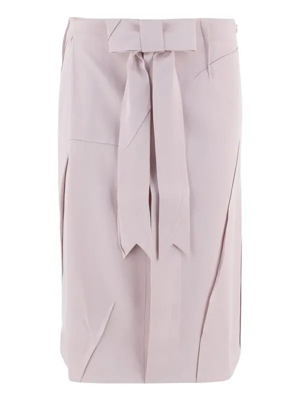 ALAINPAUL Bow-tie Belt Midi Skirt - Lightpink