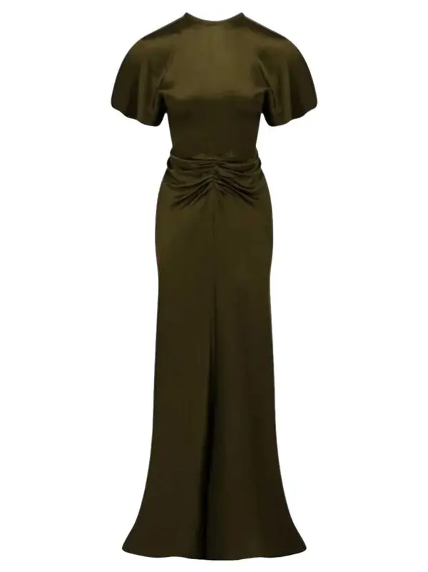 Victoria Beckham Short-sleeved Pleated Gown - Marshgreen