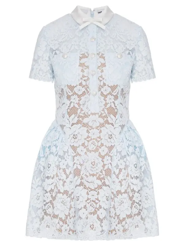 SELF-PORTRAIT Flared Mini Dress - Blue