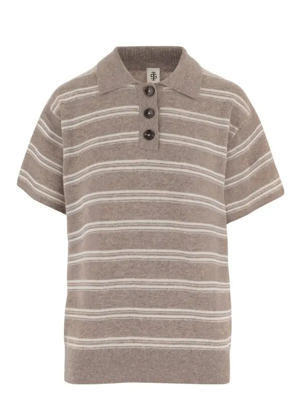 THE GARMENT Striped Knitted Polo Top - No