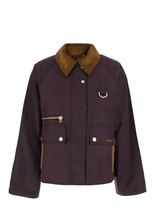 Barbour Corduroy Collar Cropped Waxed Field Jacket - Black