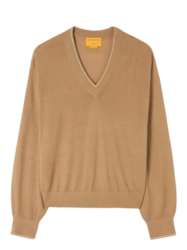 Guest In Residence The Airy V Cashmere Sweater - Camel/cream