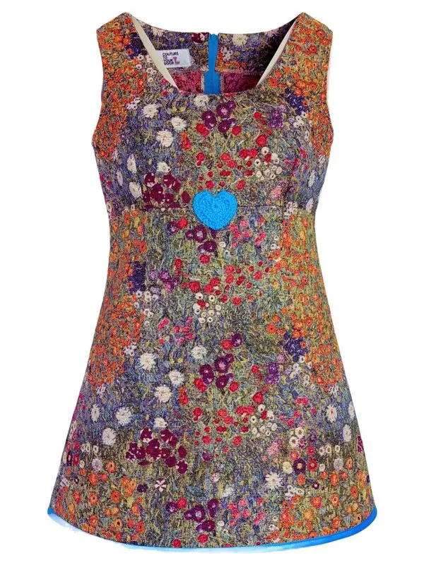 COUTURE TO YOUR DOOR Floral Art Tapestry Dress - Blue/red