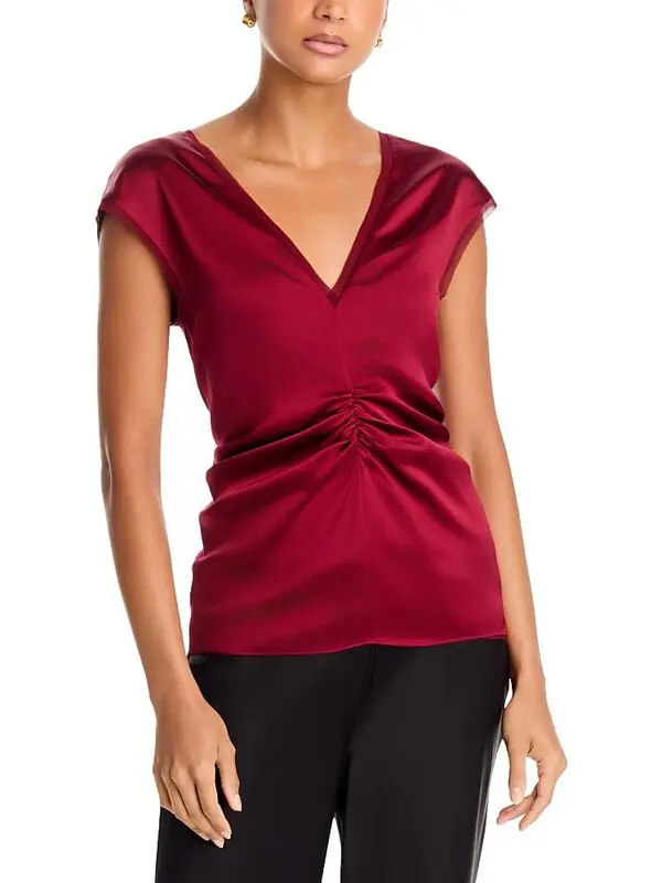 Tove Silk Ruched Top - Claret