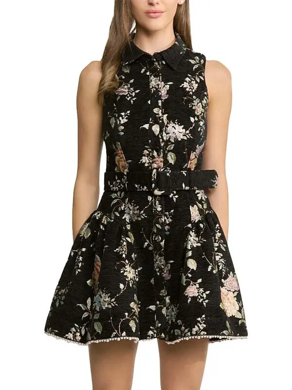 EN SAISON Jasmine Belted Sleeveless Mini Dress - Black Multi