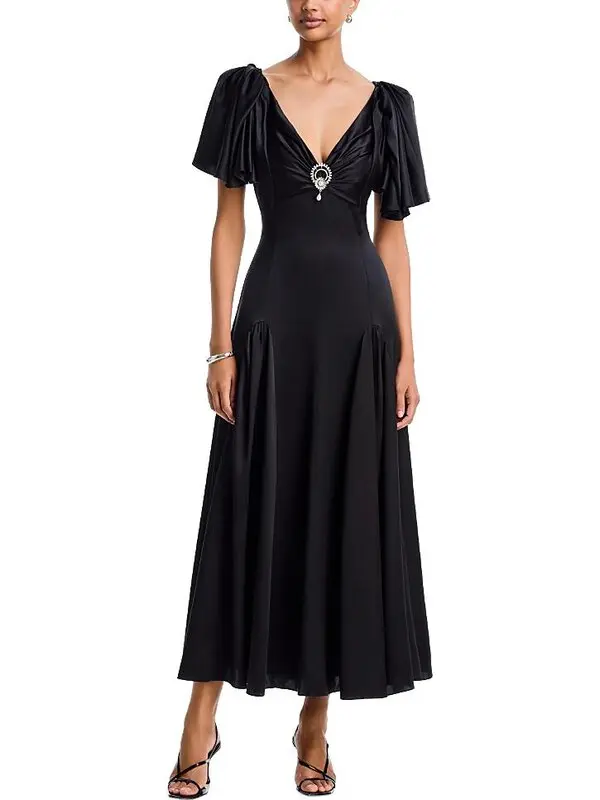 Cinq À Sept Ambriella Silk Capelet Sleeve Dress - Black