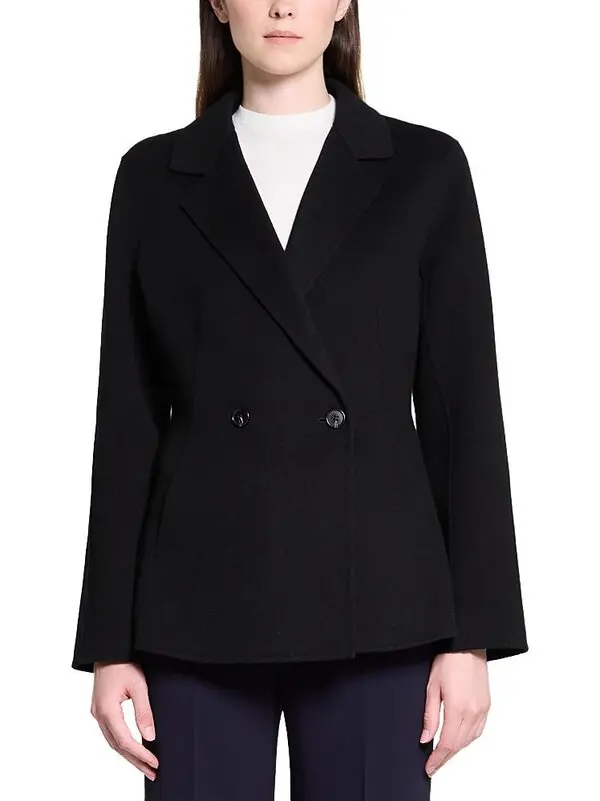Theory Wool Blend Shaped Double Breasted Coat - Black