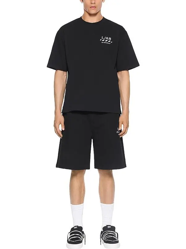 Off-White Cotton Diagonal Graphic Crewneck T-shirt - Black
