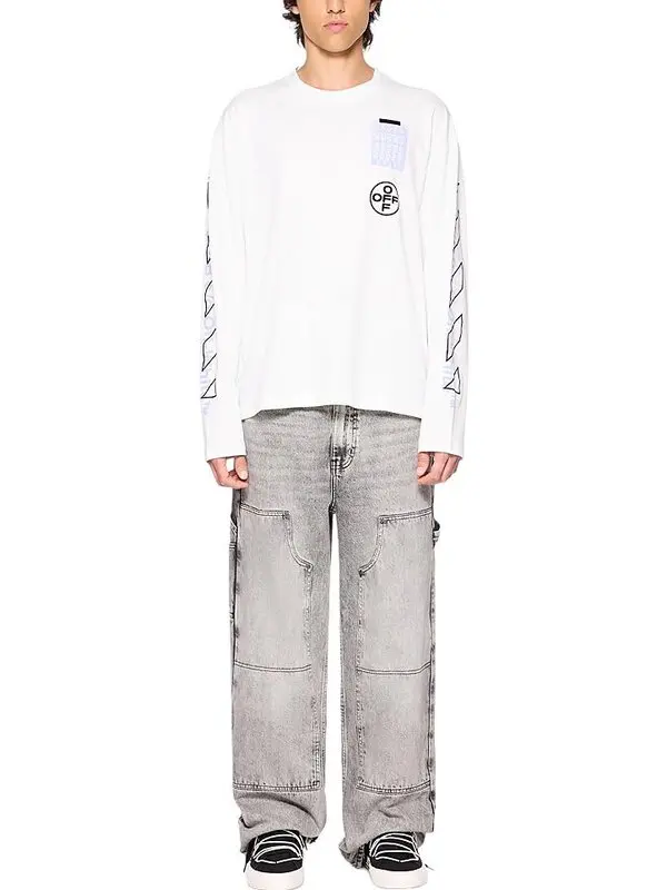 Off-White Cotton Active Logo Graphic Crewneck Shirt - White