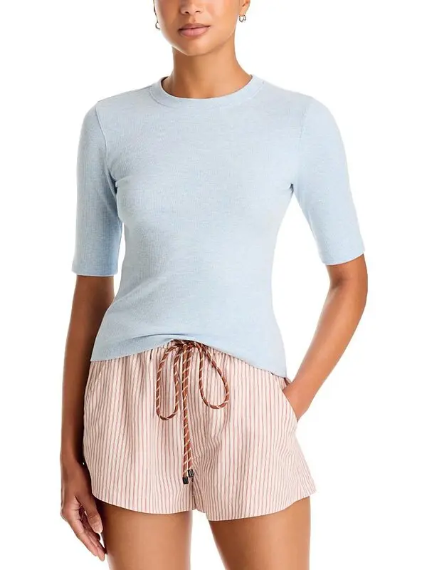 FRAME Heather Rib Crewneck Tee - Heather Sky