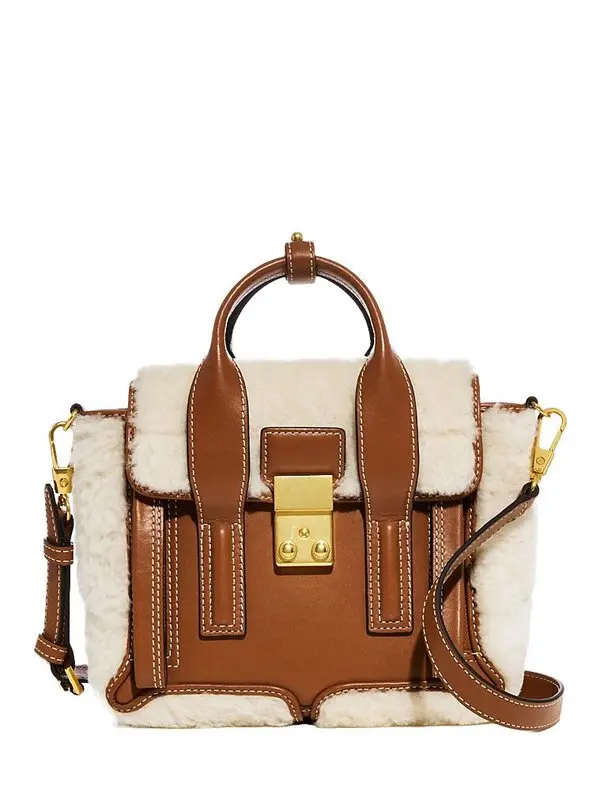 3.1 Phillip Lim Pashli Mini Sherpa Trim Satchel - Natural
