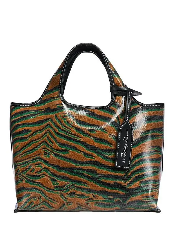 3.1 Phillip Lim Mini Tiger Print Canvas Market Tote Bag - Sierra Multi