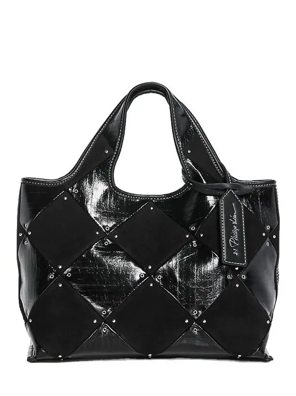 3.1 Phillip Lim Mini Quilted Patchwork Market Tote Bag - Black