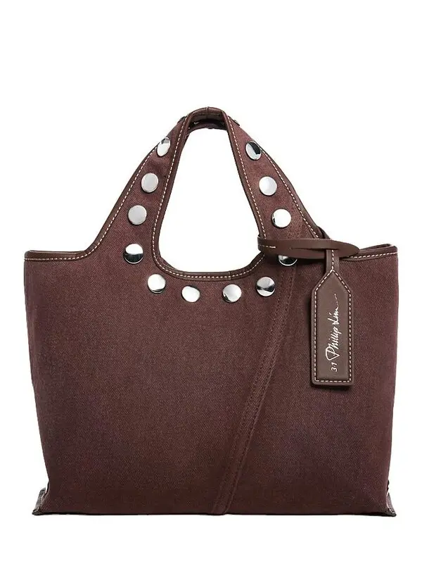 3.1 Phillip Lim Mini Washed Denim Market Tote Bag - Rust Brown