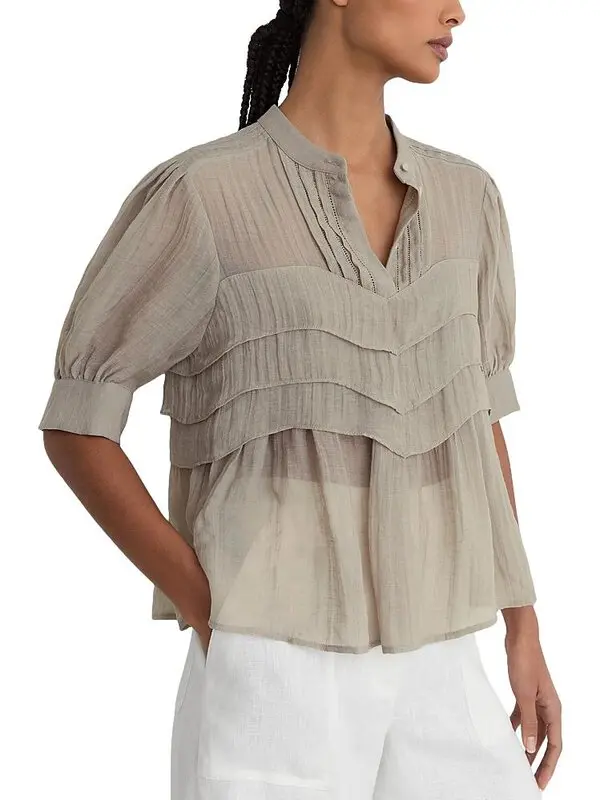 REISS Georgia Tiered Top - Grey