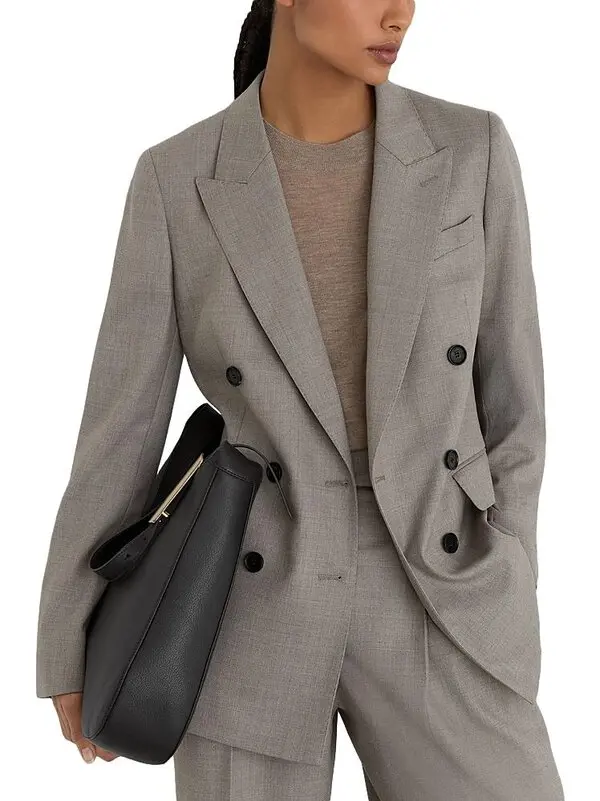 REISS Darcy Double Breasted Blazer - Light Grey