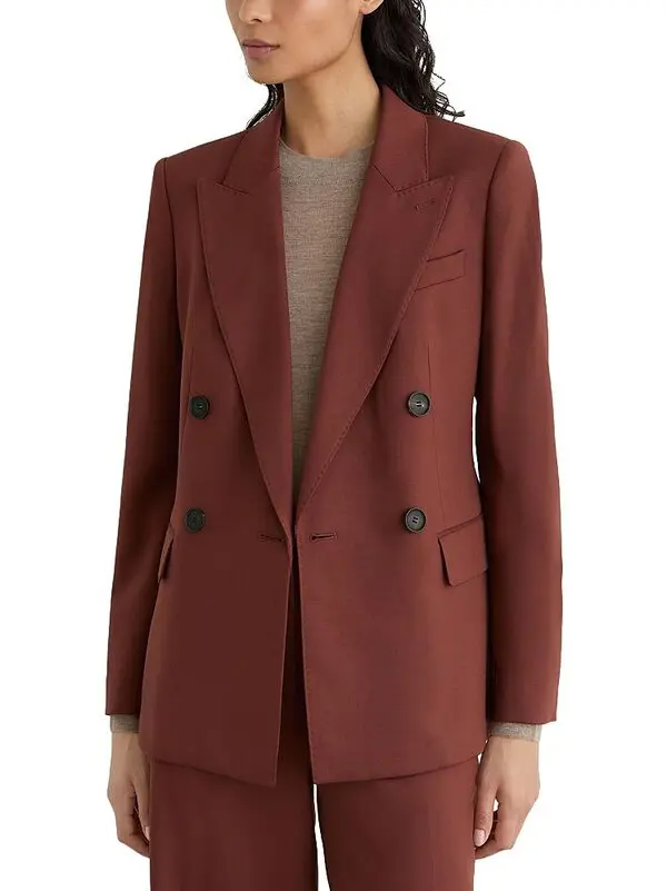 REISS Solene Double Breasted Blazer - Brick Red