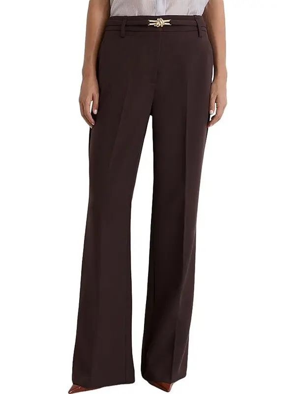 REISS The Leona Belted Flare Pants - Grape