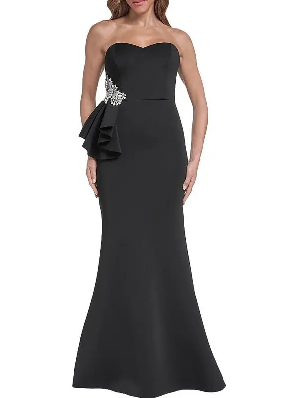 Eliza J Embellished Sweetheart Neck Strapless Mermaid Gown - Black
