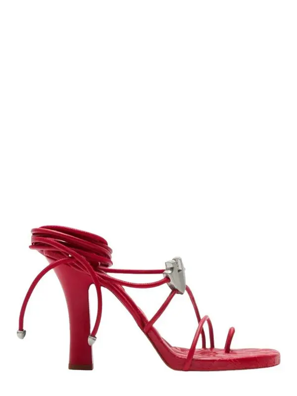 Burberry Strappy Heel Sandals - Red