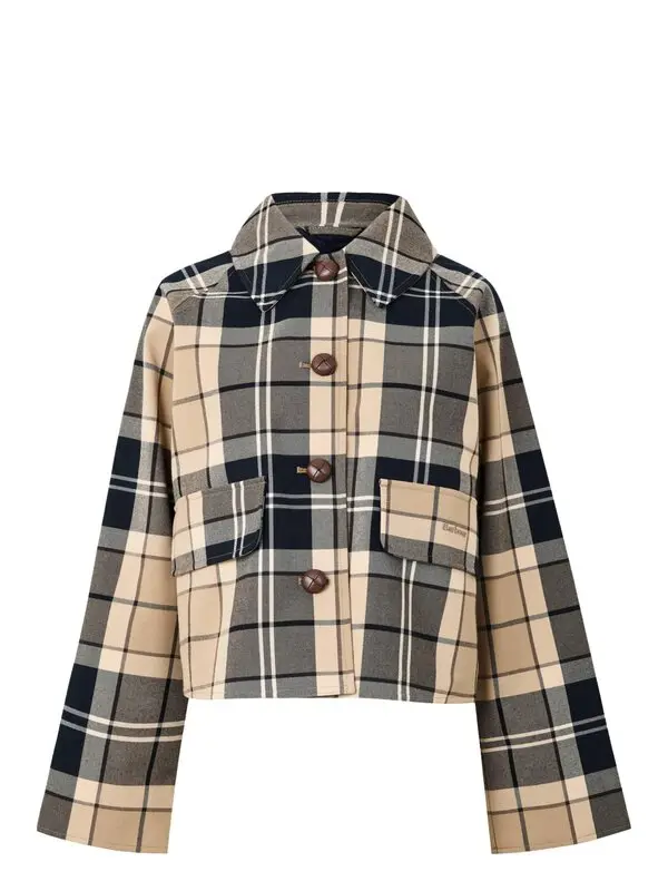 Barbour Delilah Plaid Cropped Jacket - Gray