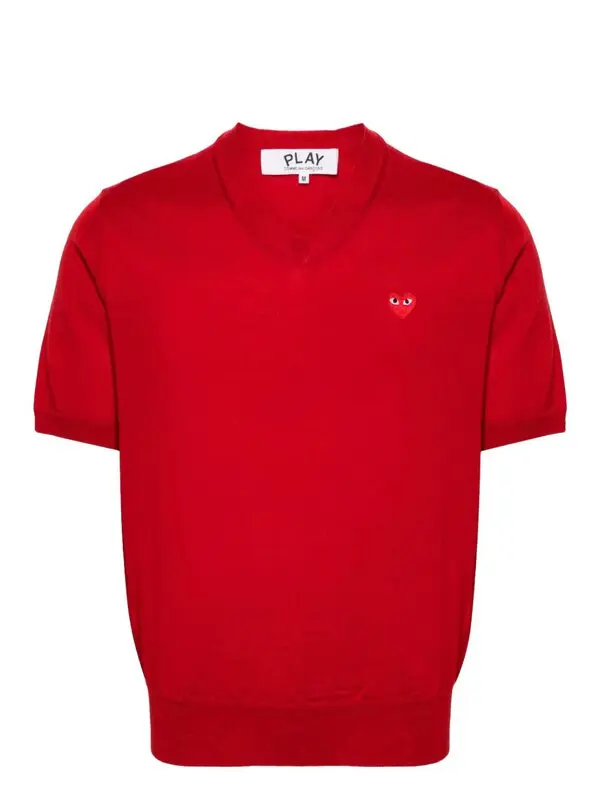 Play Comme Des Garcon Heart-patch Wool Jumper - Red